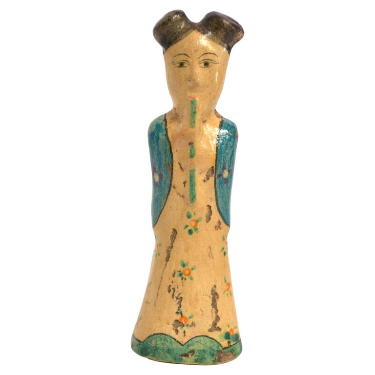 Pottery Girl Musician Playing Flute, Qing Tong Zhi Period at 1stDibs