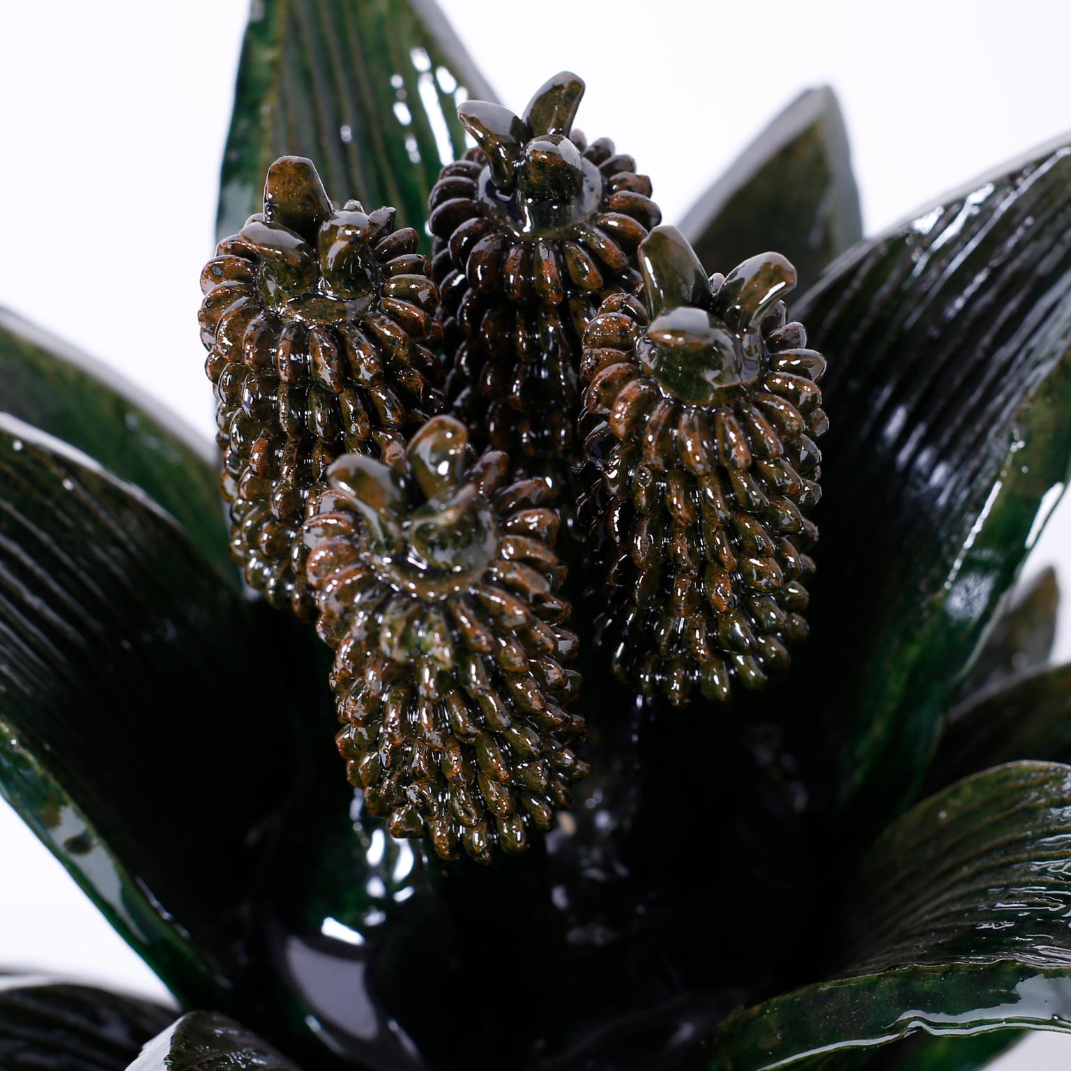 Pottery or Glazed Terracotta Lidded Pineapple Jar or Urn at 1stDibs ...
