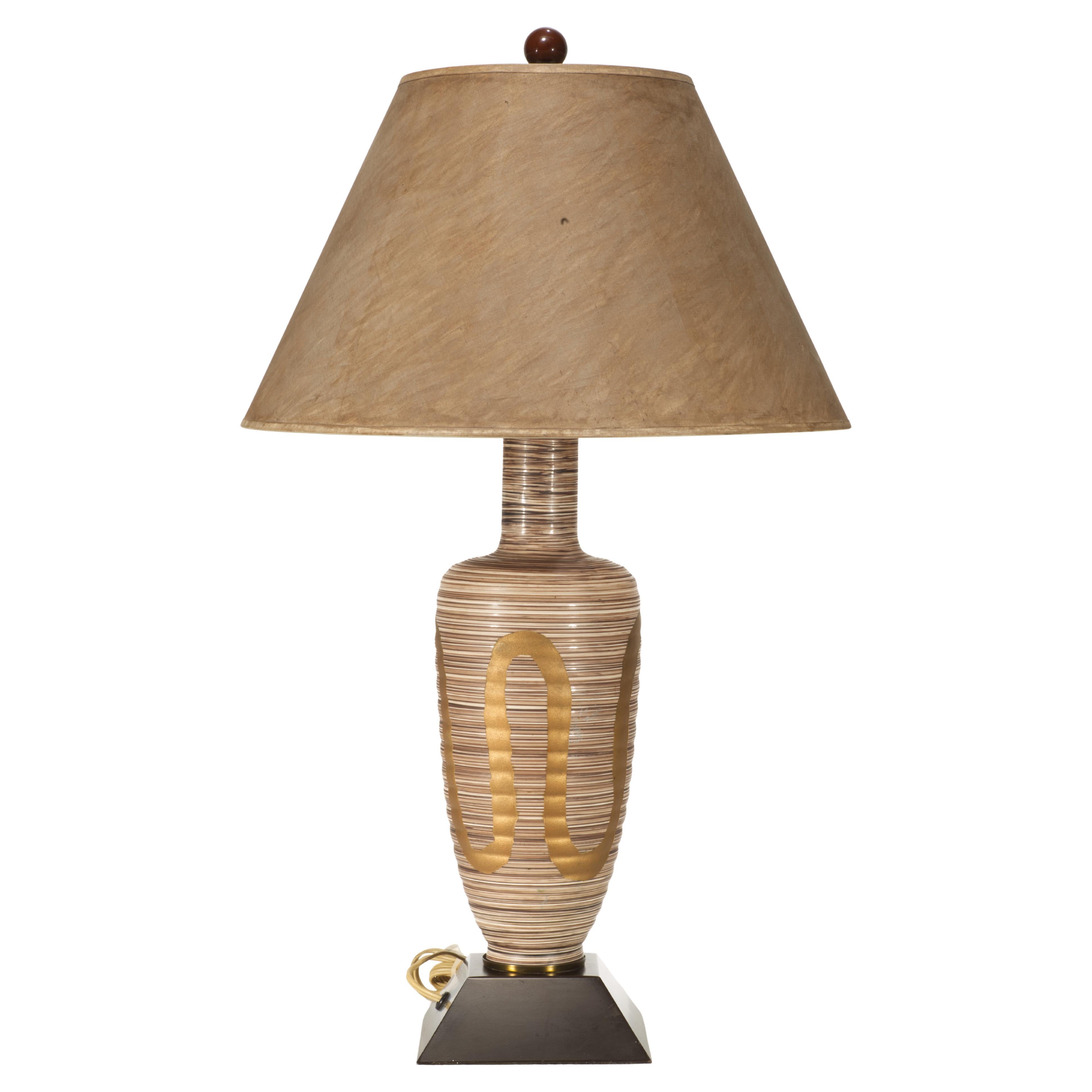 Bronze Abstract Table Lamp, New Lampshade by R. Houben, 1960 For Sale ...