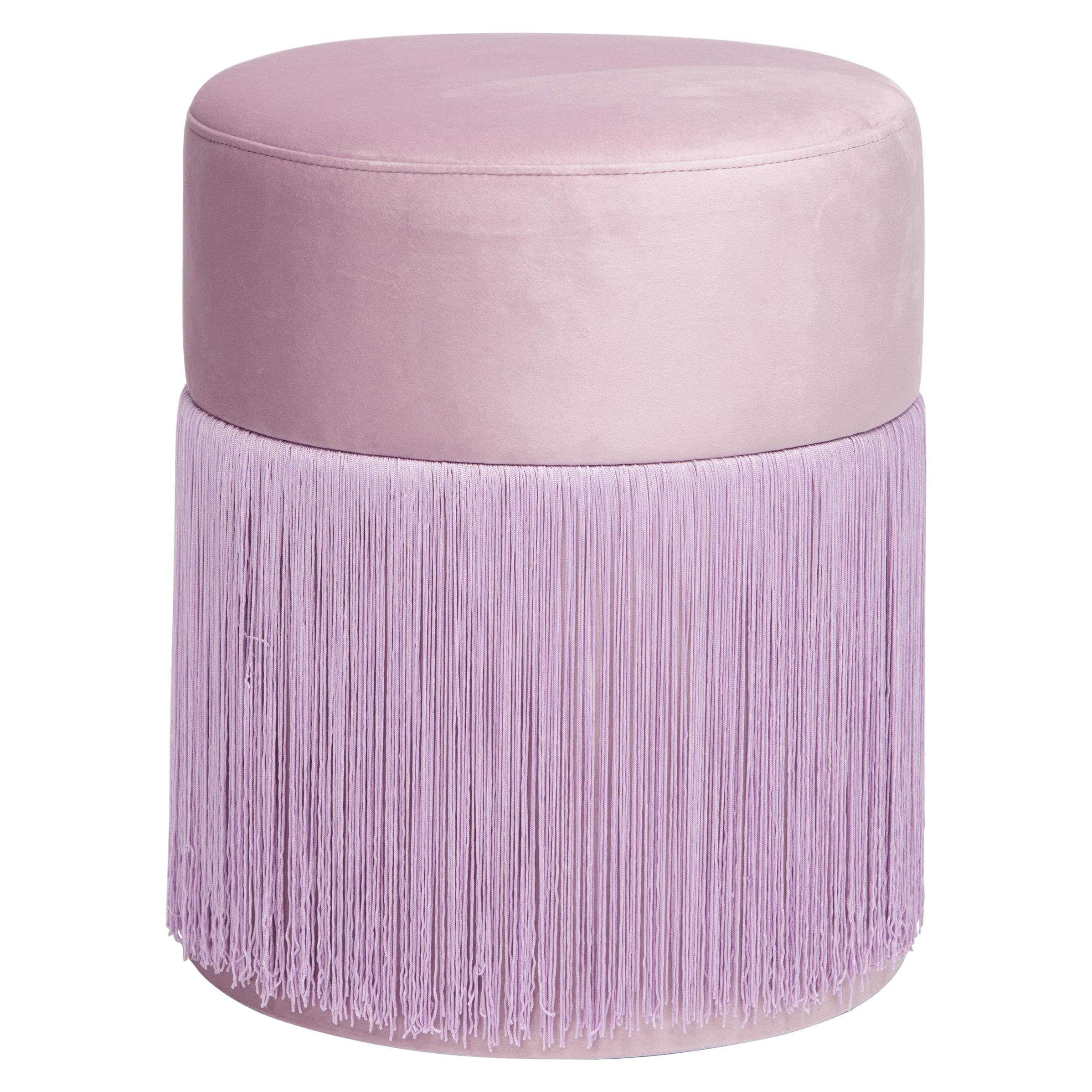 Pouf Pill Large Pink in Velvet Upholstery with Fringes For Sale at 1stDibs