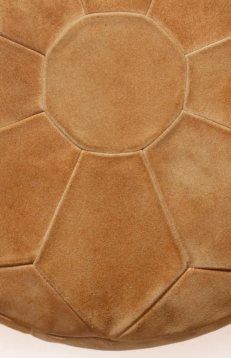 Pouffe Pouf Ottoman Suede Round Vintage 1950s Beige Flowerhead Footrest ...