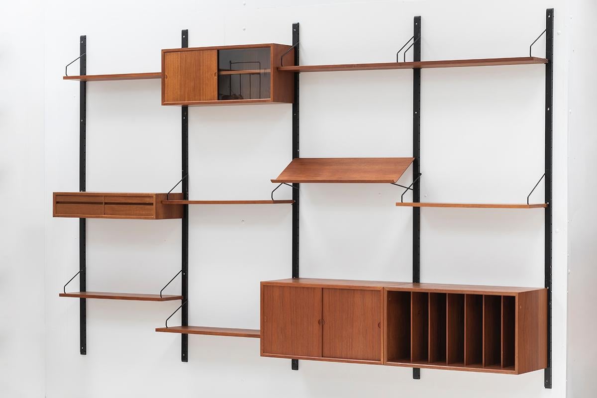Poul Cadovius for Cado 4-Piece Wall Unit with Vinyl Cabinet at 1stDibs