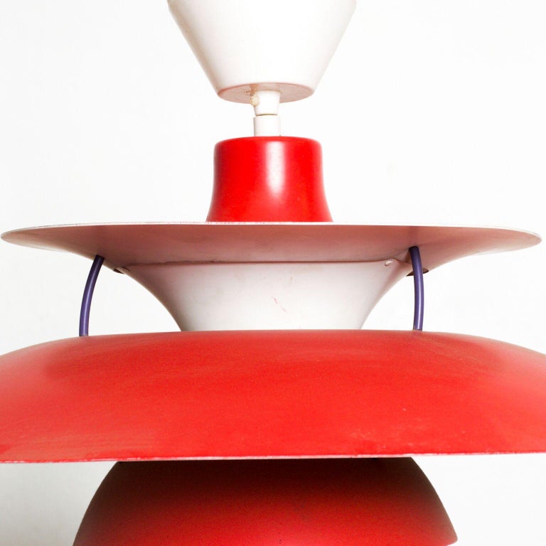 Poul Henningsen PH5 Red Pendant Light Lamp Louis Poulsen Mid-Century ...