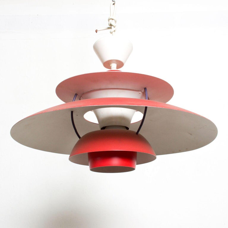 Poul Henningsen PH5 Red Pendant Light Lamp Louis Poulsen Mid-Century ...