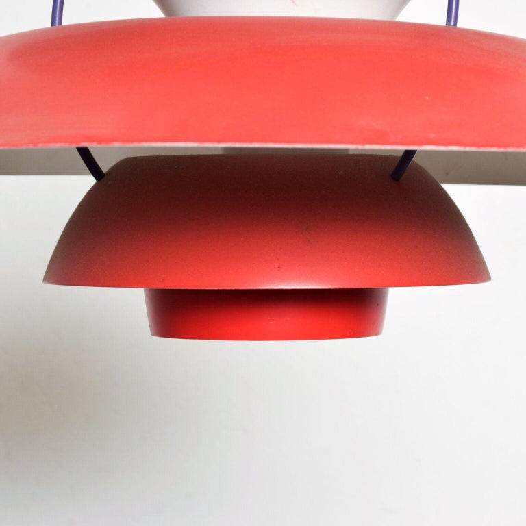 Poul Henningsen PH5 Red Pendant Light Lamp Louis Poulsen Mid-Century ...