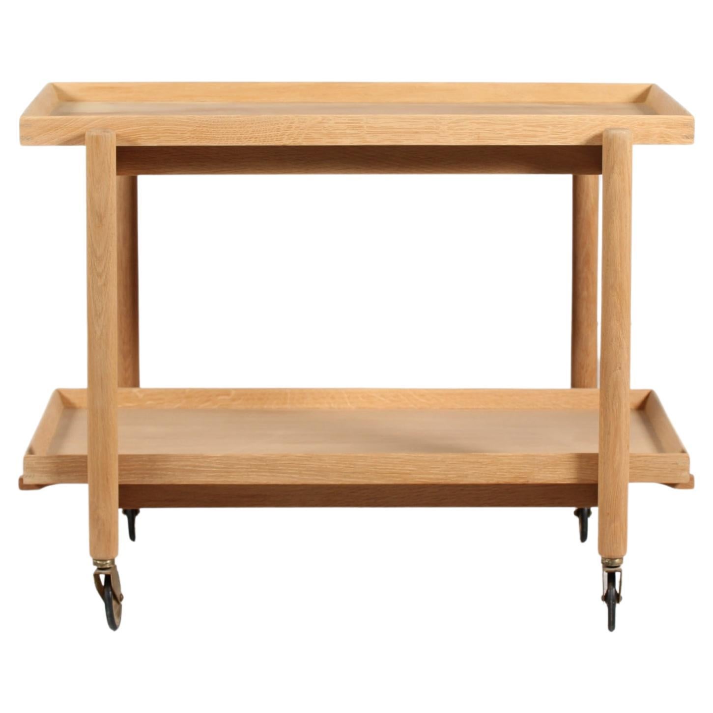 Danish Modern Pine Wood Bar Trolley on Wheels with Two Drawers, Denmark ...