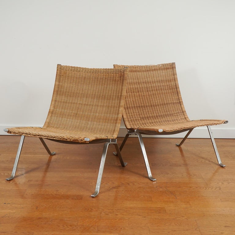 Poul Kjaerhjolm PK 22 Wicker Lounge Chair For Sale at 1stDibs