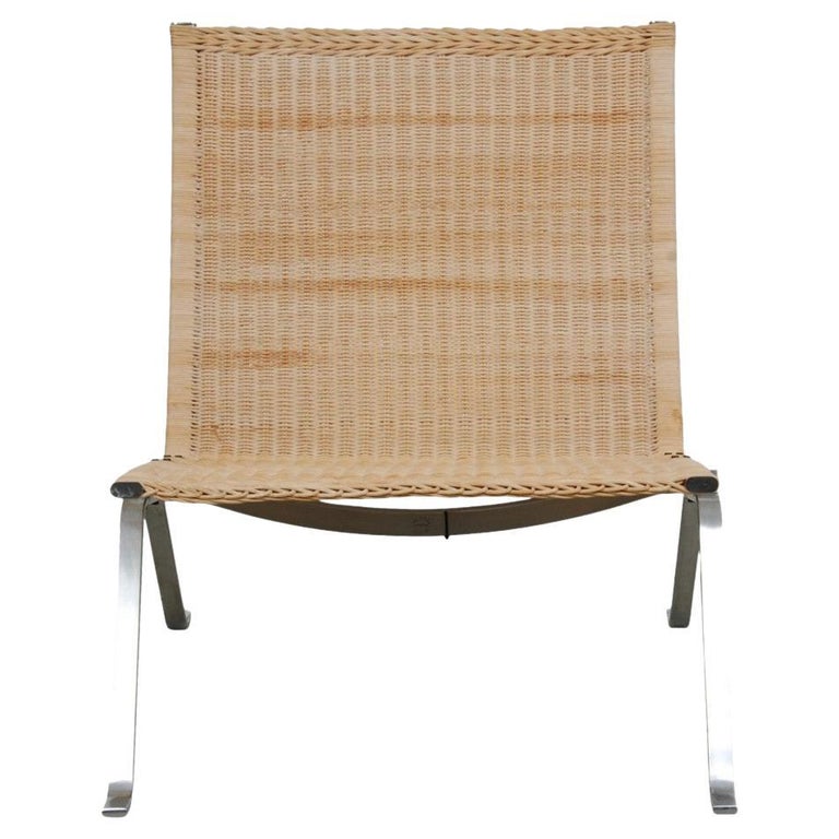 Poul Kjærholm PK-22 lounge chair patinated wicker For Sale at 1stDibs