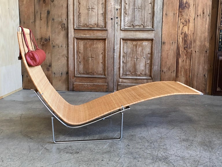 Poul Kjærholm PK 24 Chaise Longue with Wicker Seat for Fritz Hansen at ...