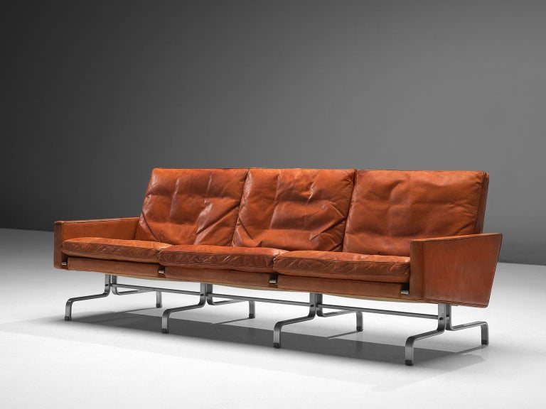 Poul Kjaerholm PK31 Sofa in Cognac Leather For Sale at 1stDibs