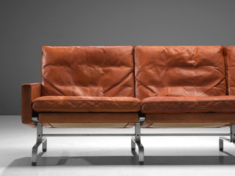 Poul Kjaerholm PK31 Sofa in Cognac Leather For Sale at 1stDibs