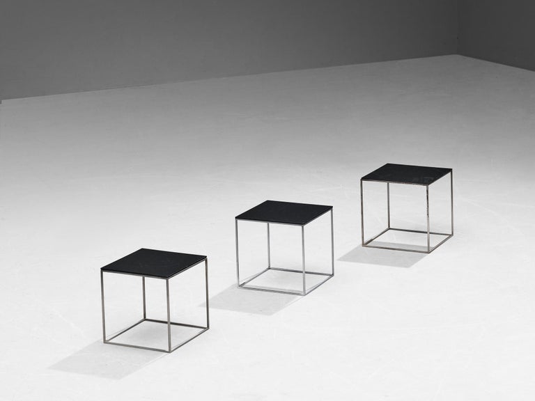 Poul Kjærholm Set of Nesting Tables in Steel For Sale at 1stDibs
