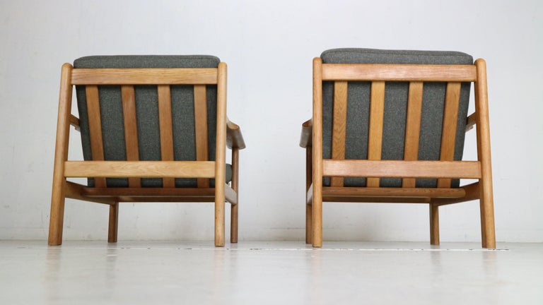 Poul Volther Pair Oak&New Upholstery Lounge Chairs for Frem Røjle, 1950 ...
