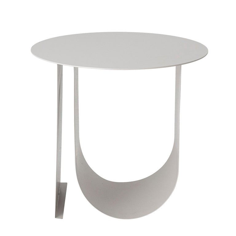 Powder Coated Iron Metal Rounded Base Side Table For Sale at 1stDibs
