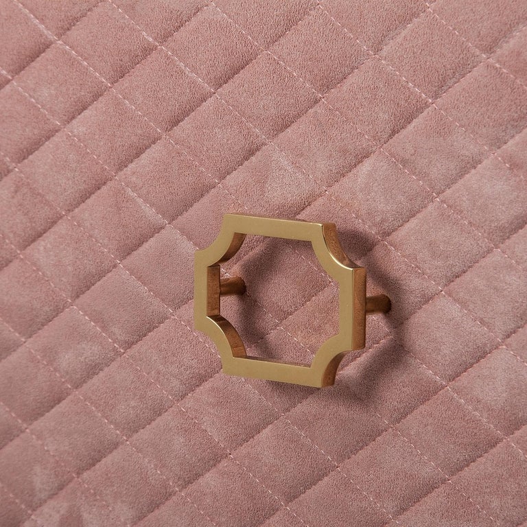 Powdery Pink Gilded Metal And Mirror Chest of Drawers For Sale at 1stDibs