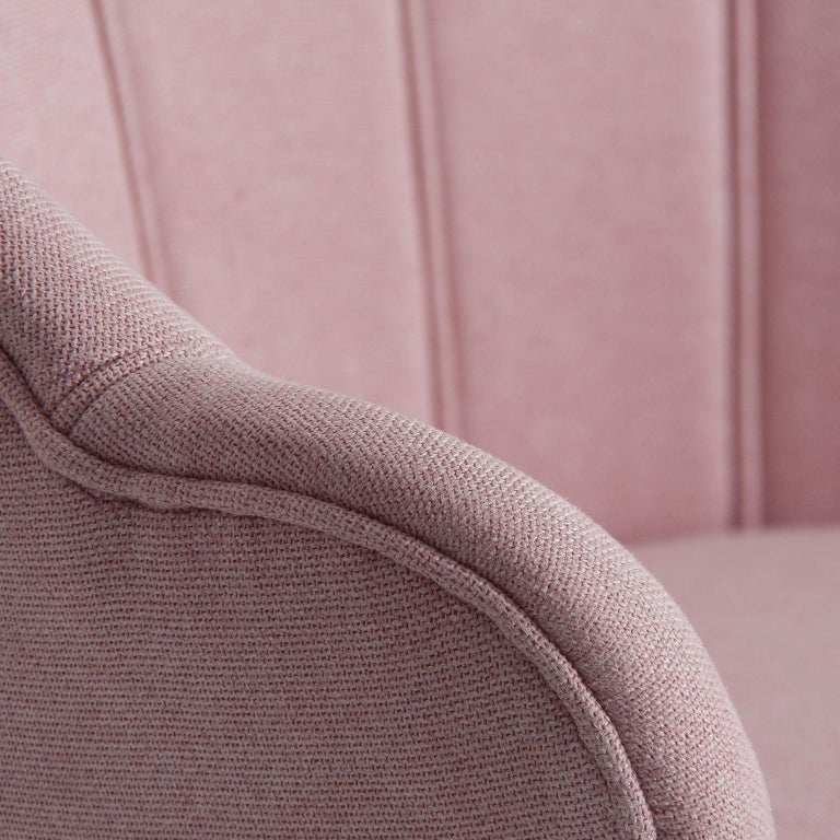 Powdery Pink Fabric Lounge Armchair For Sale at 1stDibs