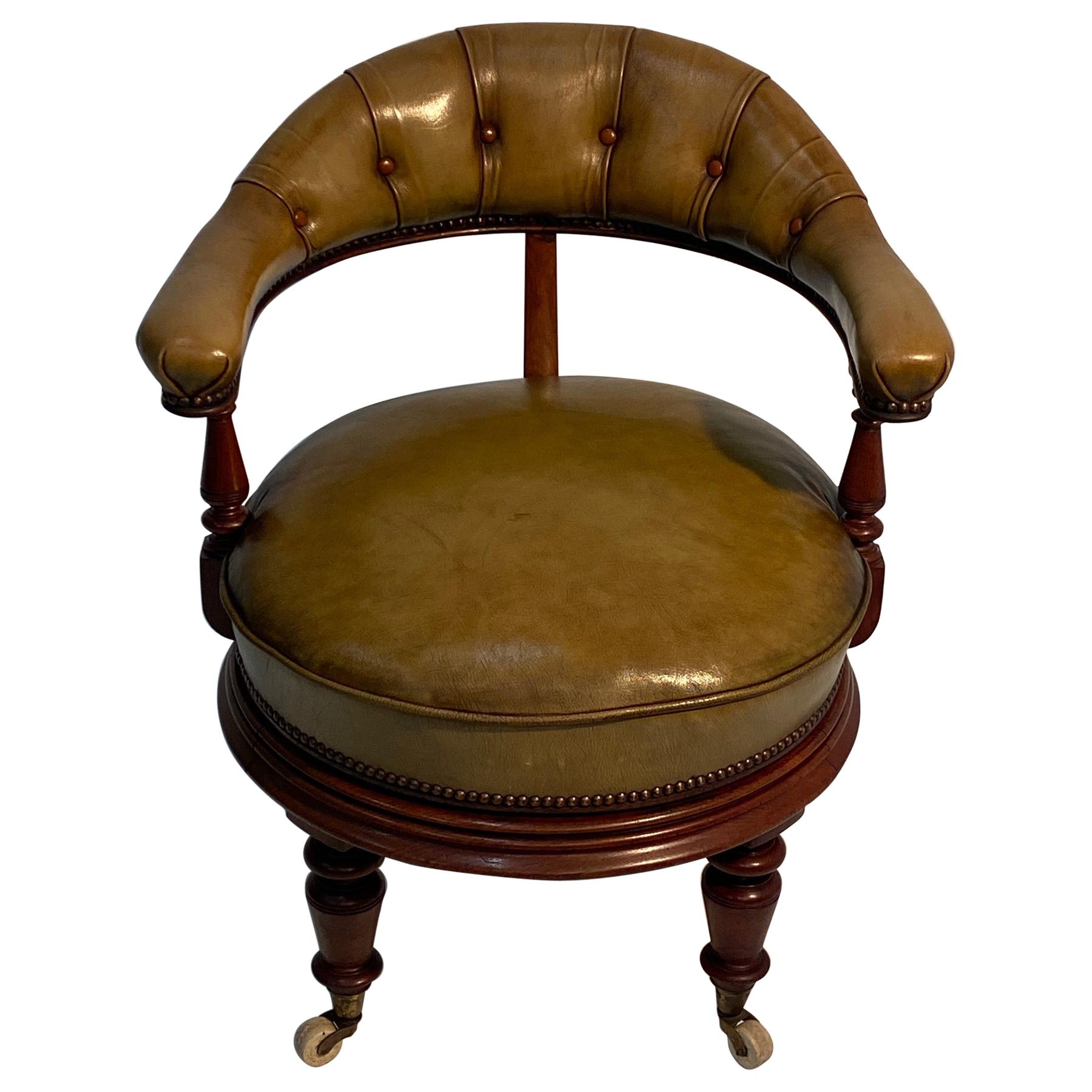 Edwardian Leather Library Chair - 4 For Sale on 1stDibs