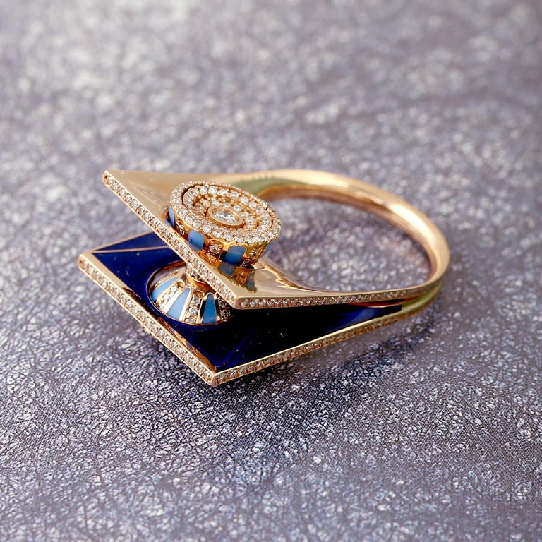 Power Drum Inside a Open Book Design Ring with Rose Gold, Ceramic and ...