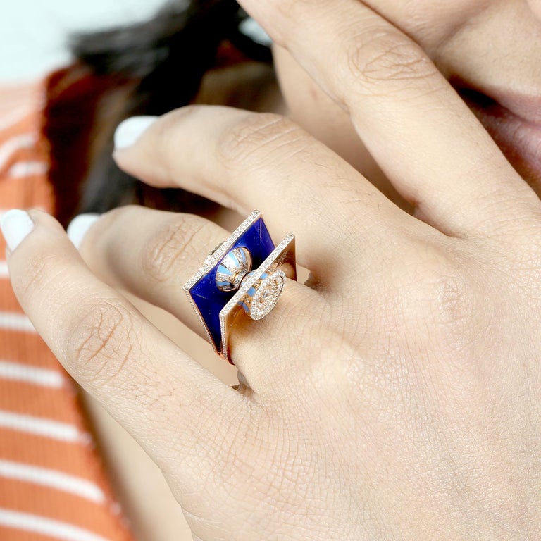 Power Drum Inside a Open Book Design Ring with Rose Gold, Ceramic and ...