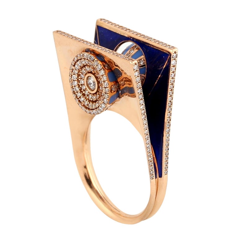Power Drum Inside a Open Book Design Ring with Rose Gold, Ceramic and ...