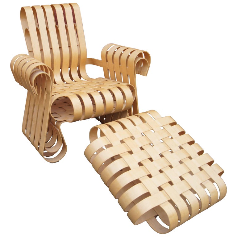 Power Play Lounge Chair and Ottoman by Frank Gehry for Knoll at 1stDibs