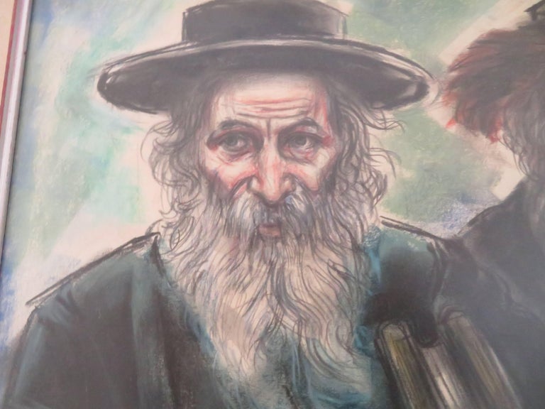 Powerful Freda L. Reiter Pastel Drawing of Rabbis Mid-Century Modern at ...