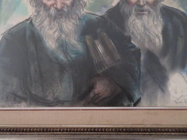 Powerful Freda L. Reiter Pastel Drawing of Rabbis Mid-Century Modern at ...