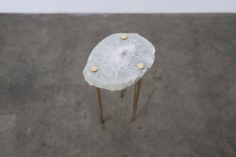 'Powers of 10' Agate Cocktail Table W/ Solid Polished Brass Legs For Sale at 1stDibs