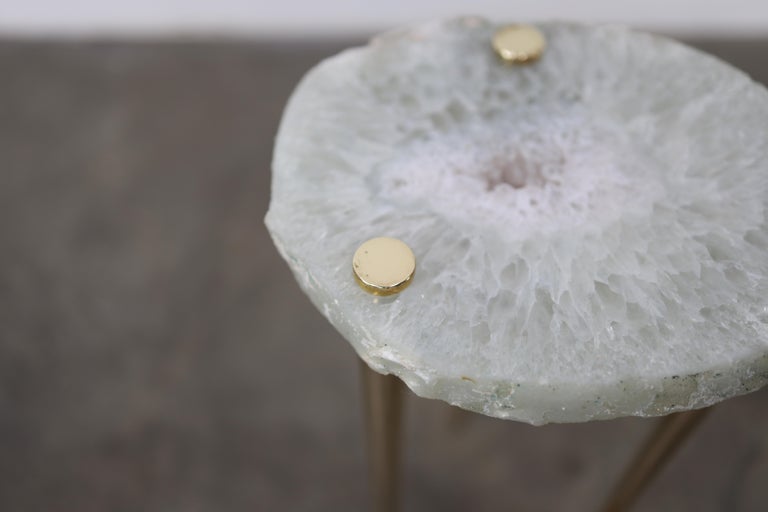 'Powers of 10' Agate Cocktail Table W/ Solid Polished Brass Legs For Sale at 1stDibs