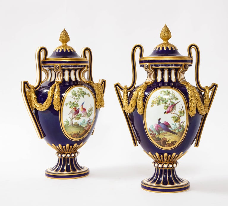 Pr. 19c Mintons Porcelain "Louis XVI Sevres Style" Blue Nouveau Ground ...