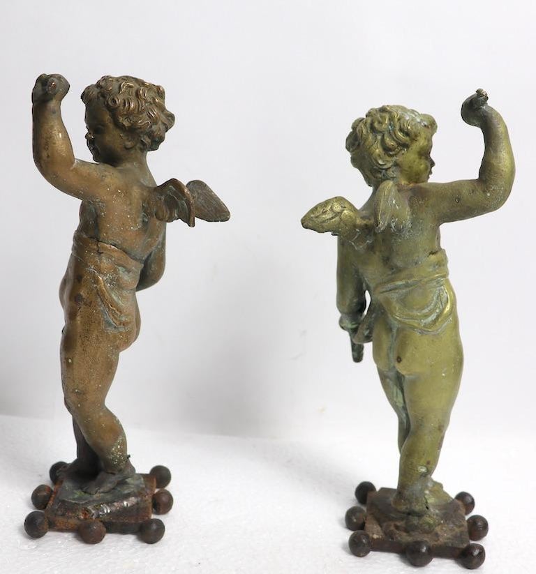 Pair of 19th Century Brass Winged Putti For Sale at 1stDibs