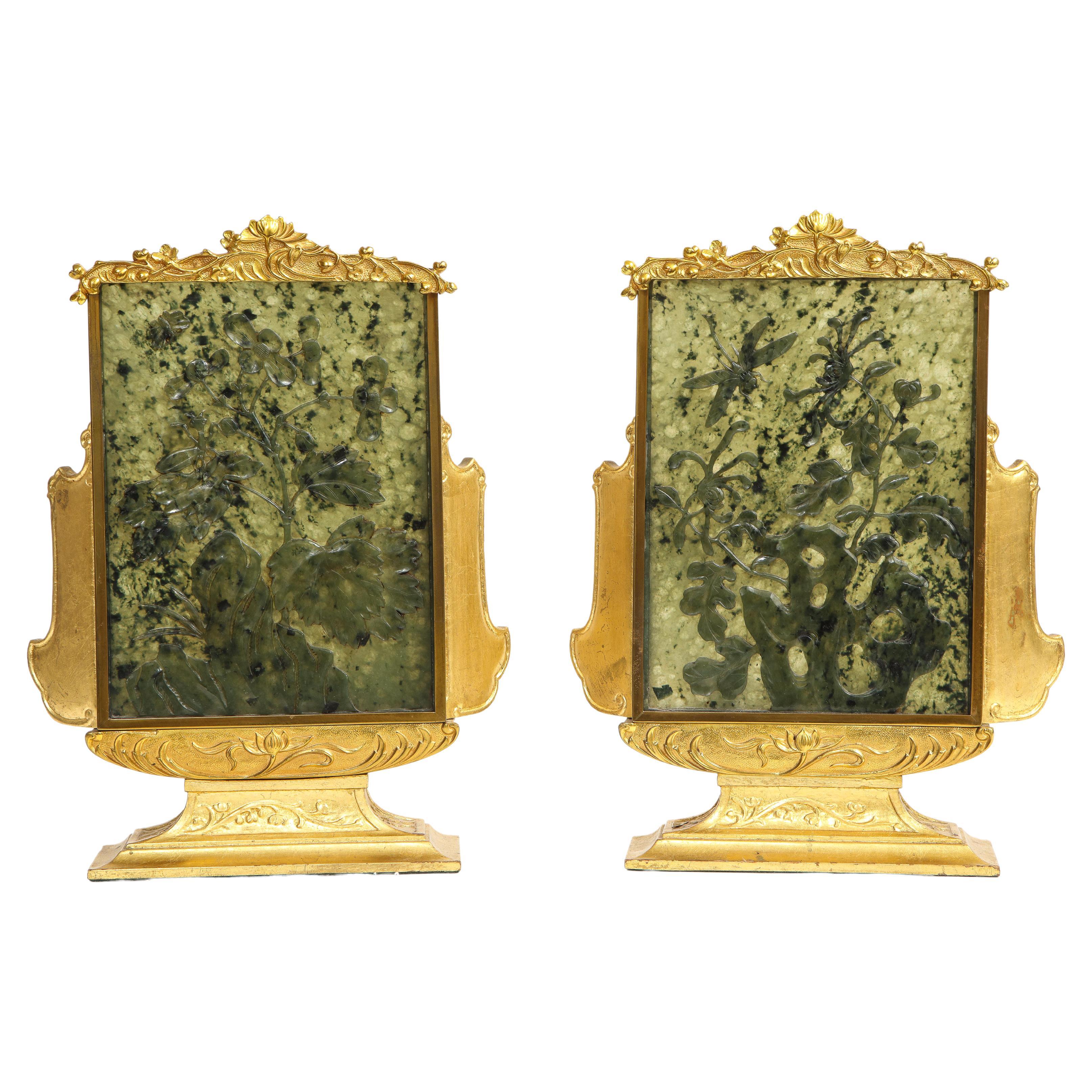 Well-Carved Pair of Chinese Jade Lamps in the Manner of Edward Farmer ...