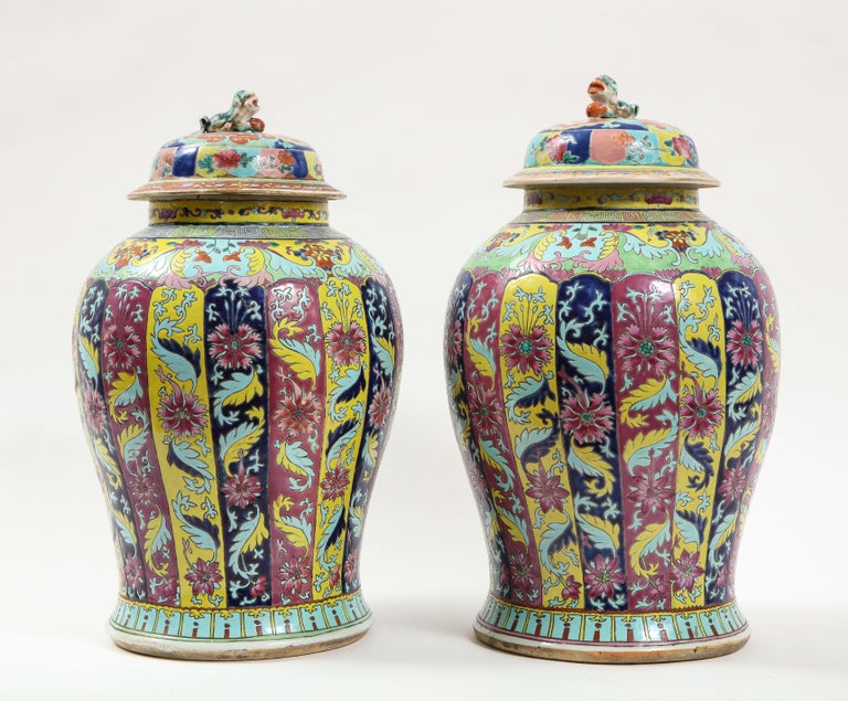 Pr. 19th Century Famille Rose Baluster Form Covered Vases, Henry Ford ...