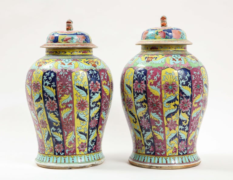 Pr. 19th Century Famille Rose Baluster Form Covered Vases, Henry Ford ...