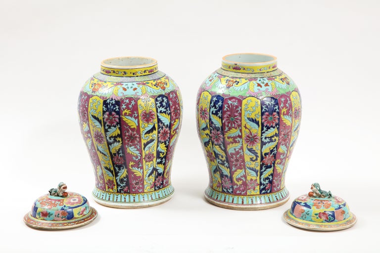 Pr. 19th Century Famille Rose Baluster Form Covered Vases, Henry Ford ...