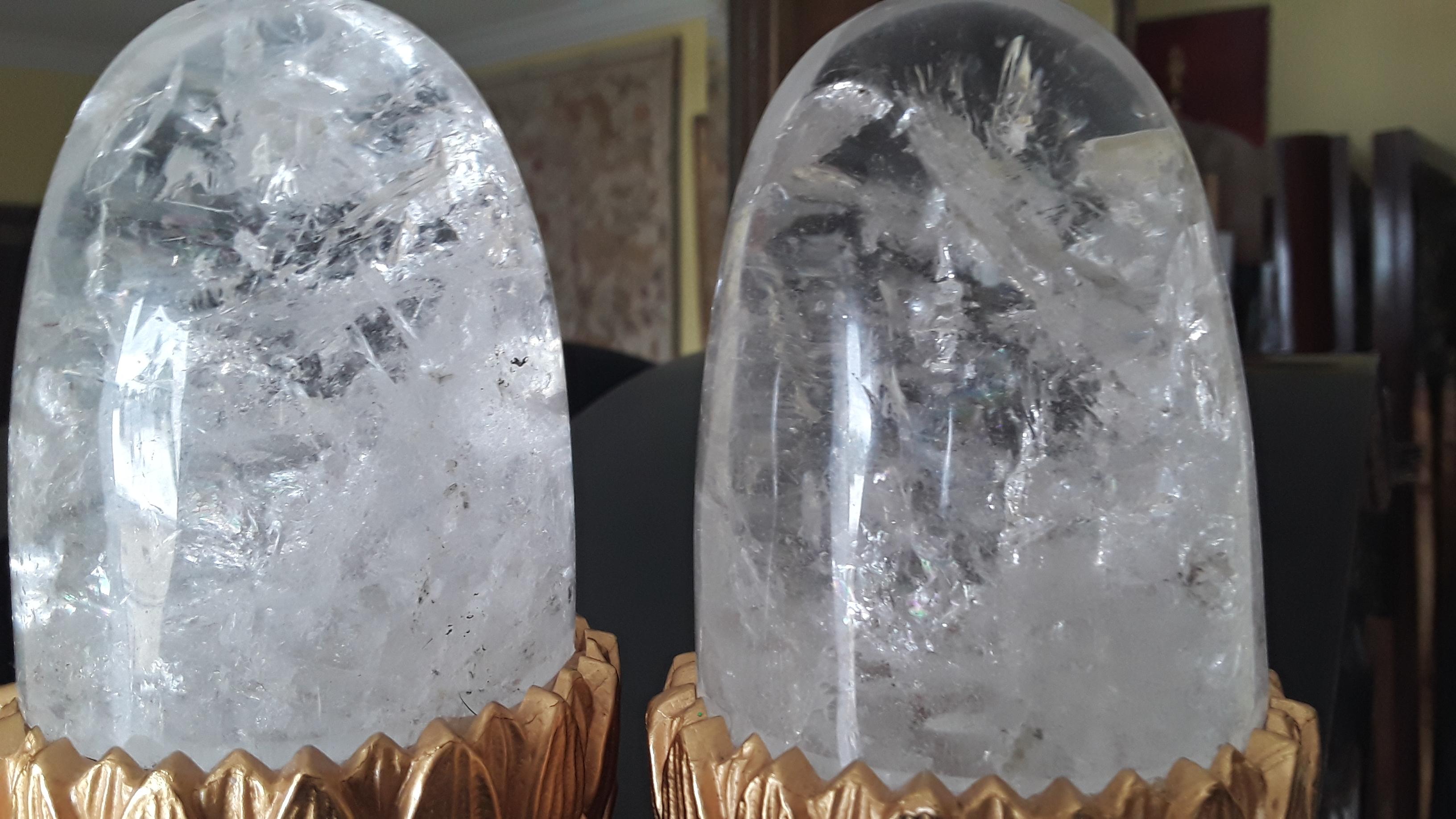 Pr '70s Hollywood Regency Sherle Wagner Gilt Bronze/ Rock Crystal "Palm ...