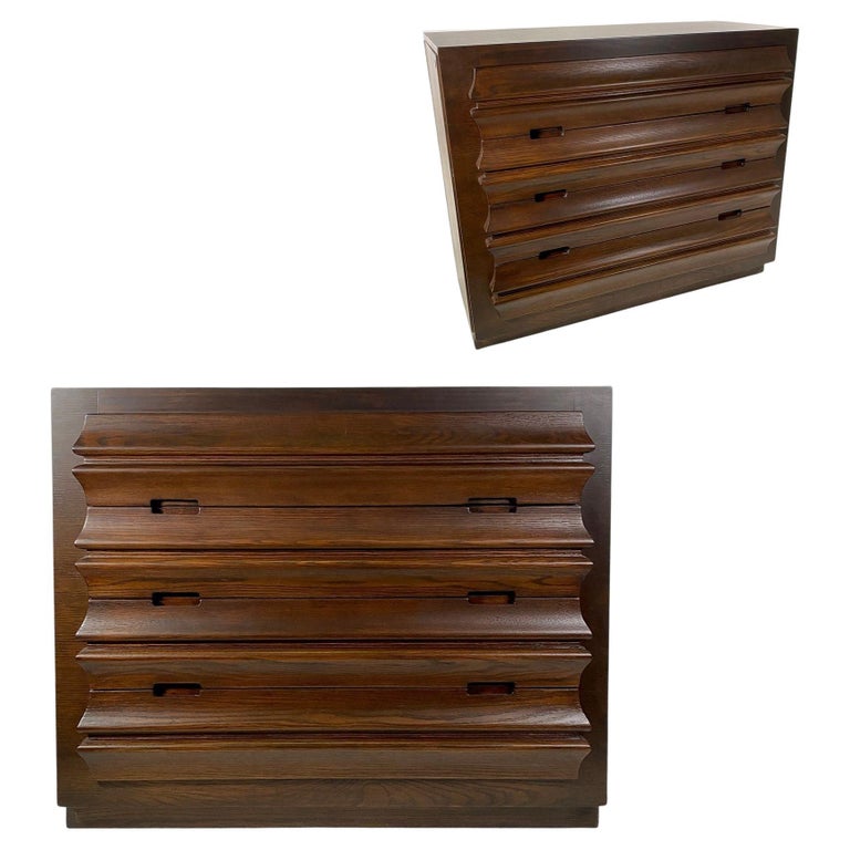 Pr American Modern Oak 4 Drawer Chests w/ Secret Compartment, James ...