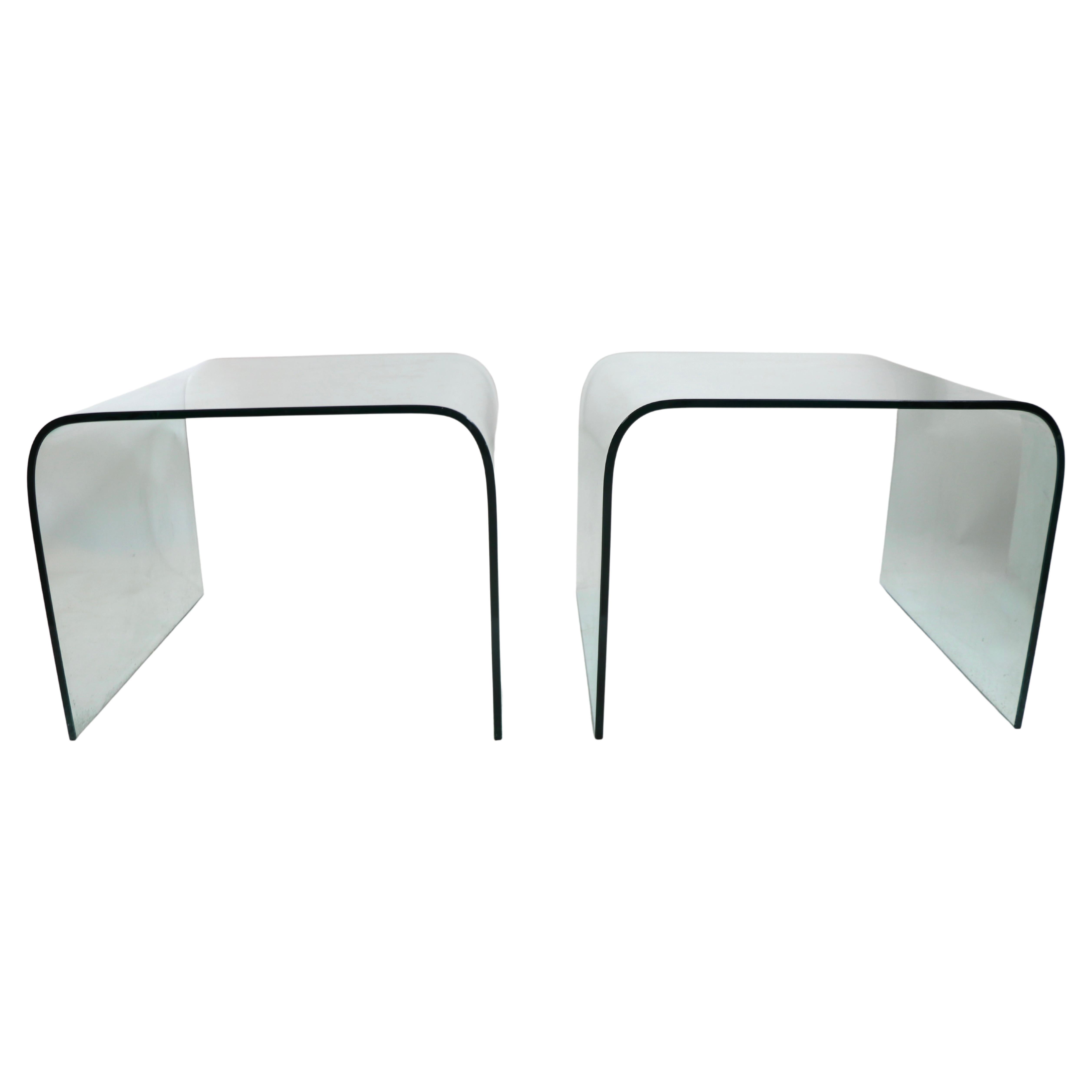 Pair Ben Mildwoff Art Deco Bent Glass Side Tables. at 1stDibs