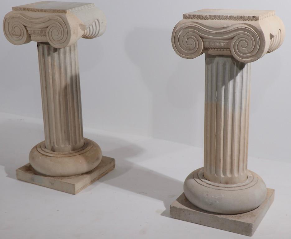 Pr. Carved Limestone Column Pedestals with Ionic Capitals at 1stDibs ...
