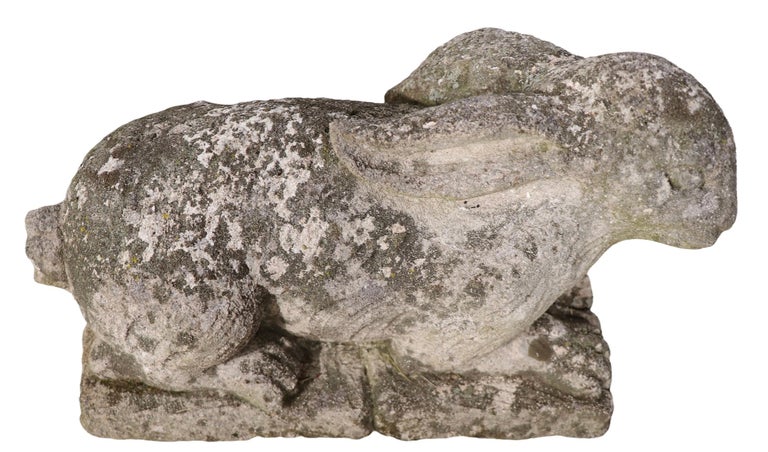 Pr. Carved Stone Big Eared Rabbits in Good Original Patina For Sale at ...