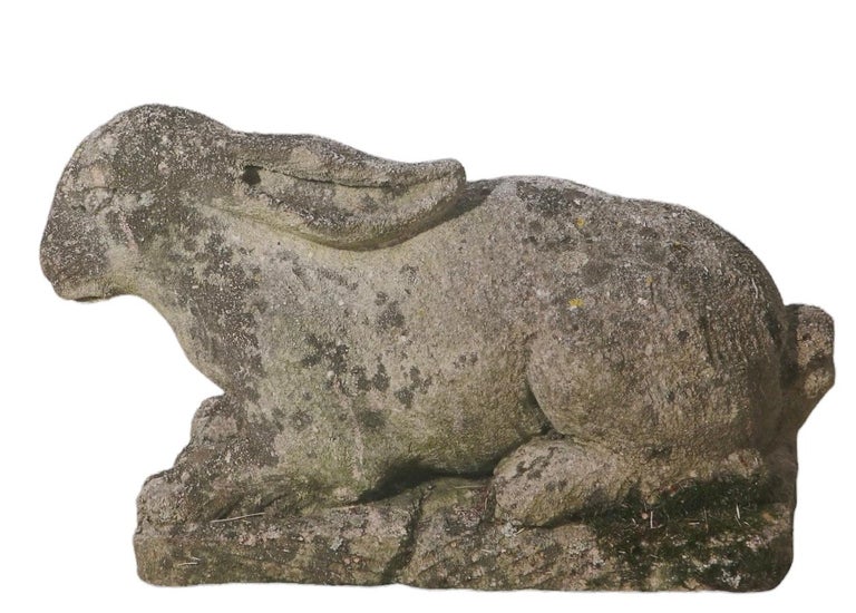 Pr. Carved Stone Big Eared Rabbits in Good Original Patina For Sale at ...