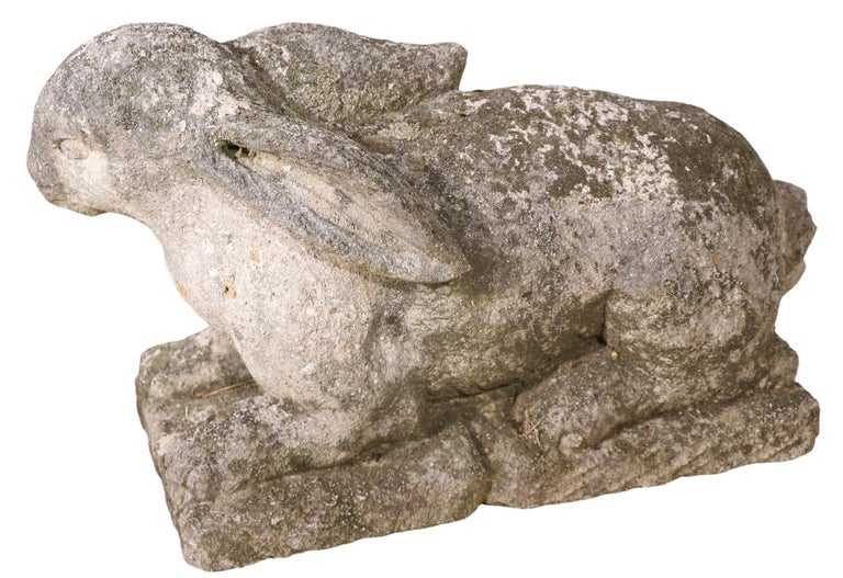 Pr. Carved Stone Big Eared Rabbits in Good Original Patina For Sale at ...