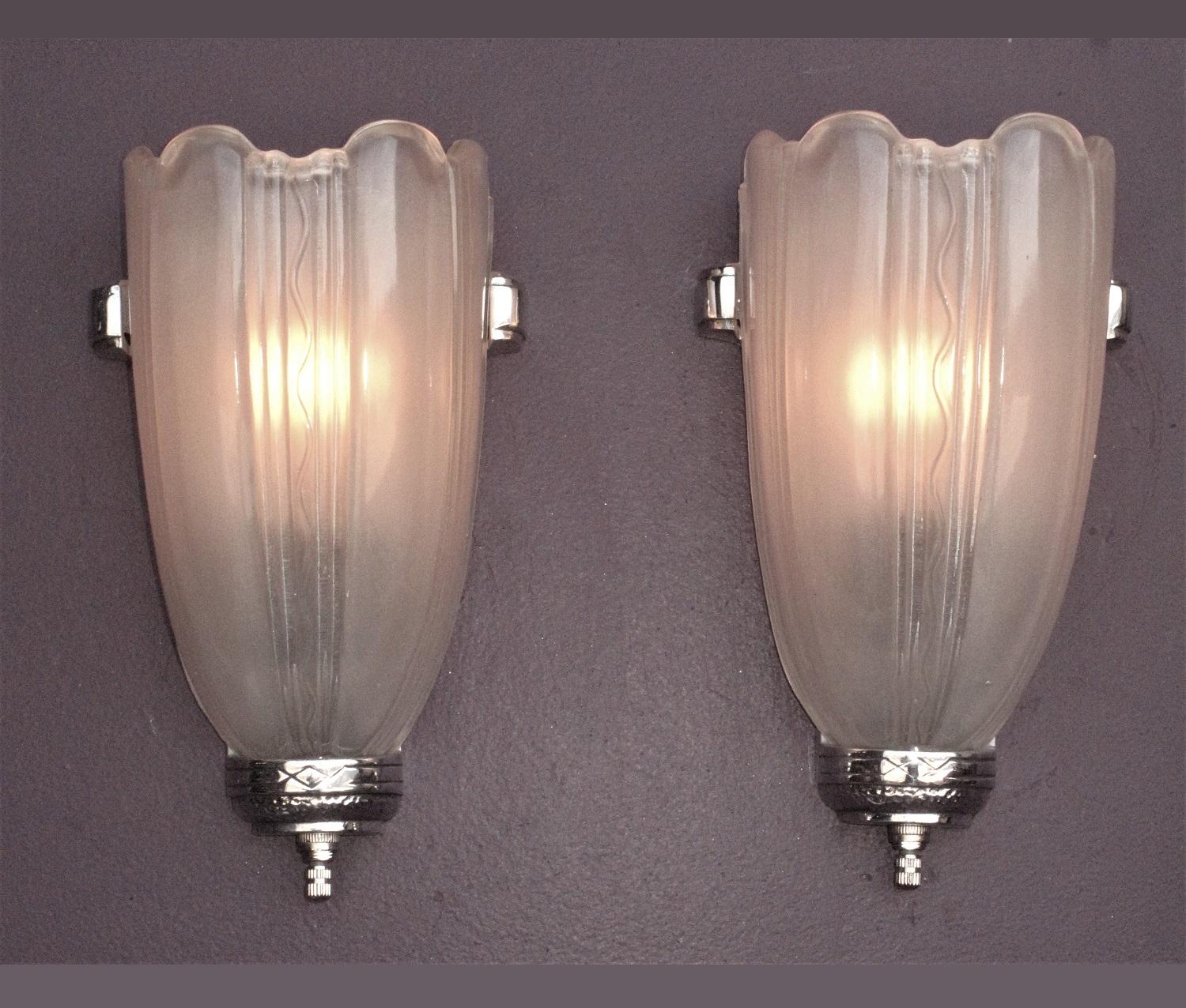 Pr Deco Streamline Sconces, c.1930 at 1stDibs