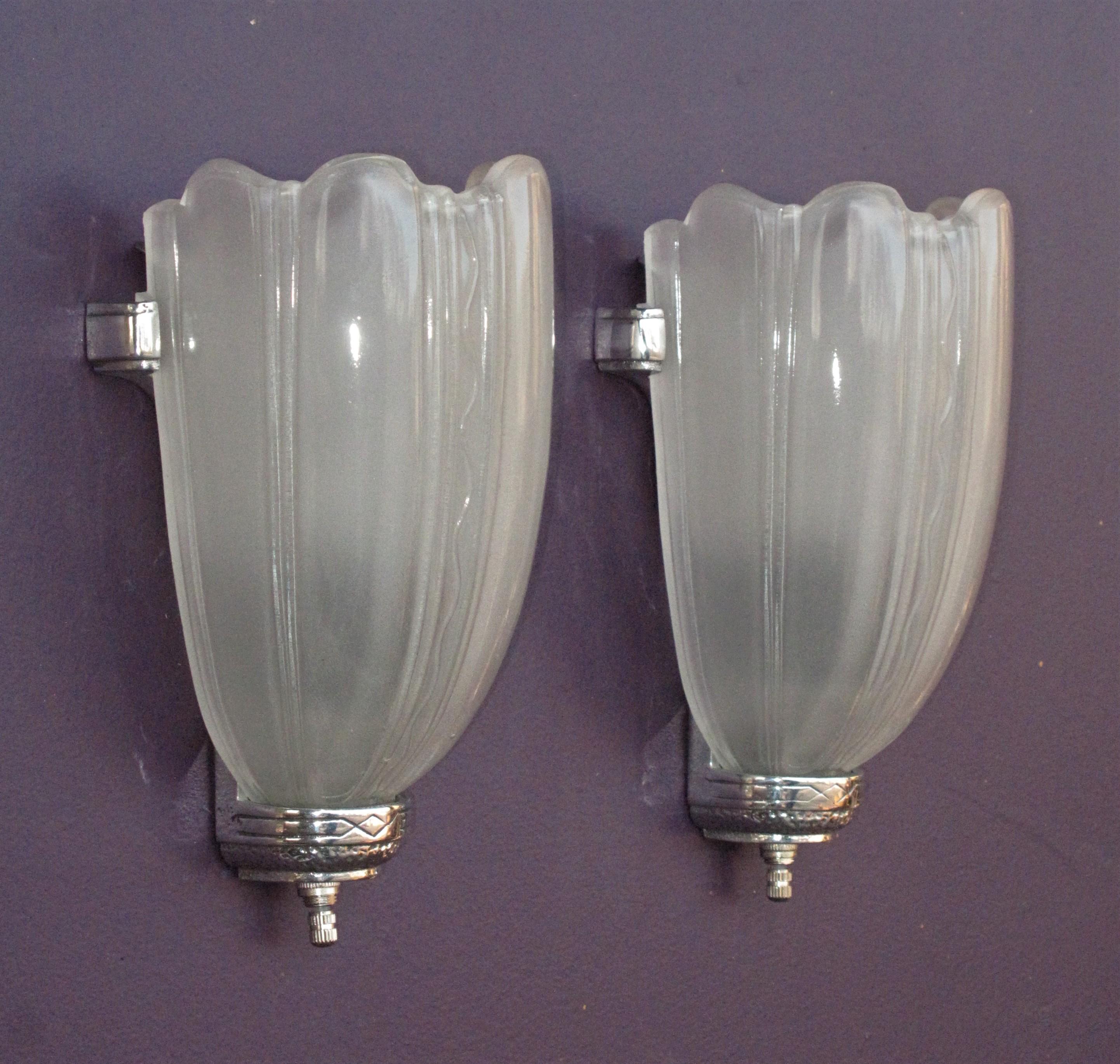 Pr Deco Streamline Sconces, c.1930 at 1stDibs