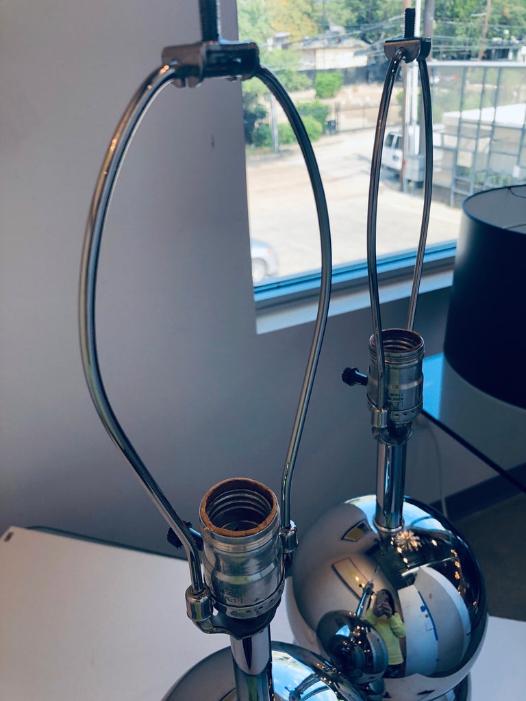 Pr George Kovacs Silver Chrome Plate Stacking Ball Table Lamps and ...