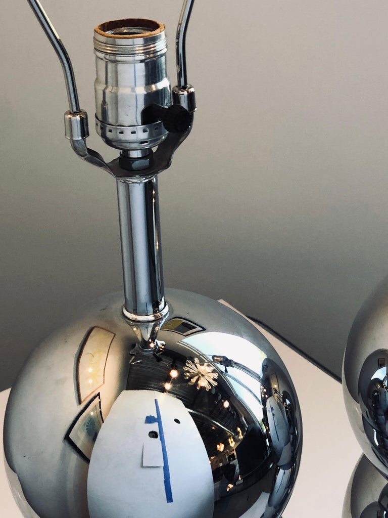 Pr George Kovacs Silver Chrome Plate Stacking Ball Table Lamps and ...