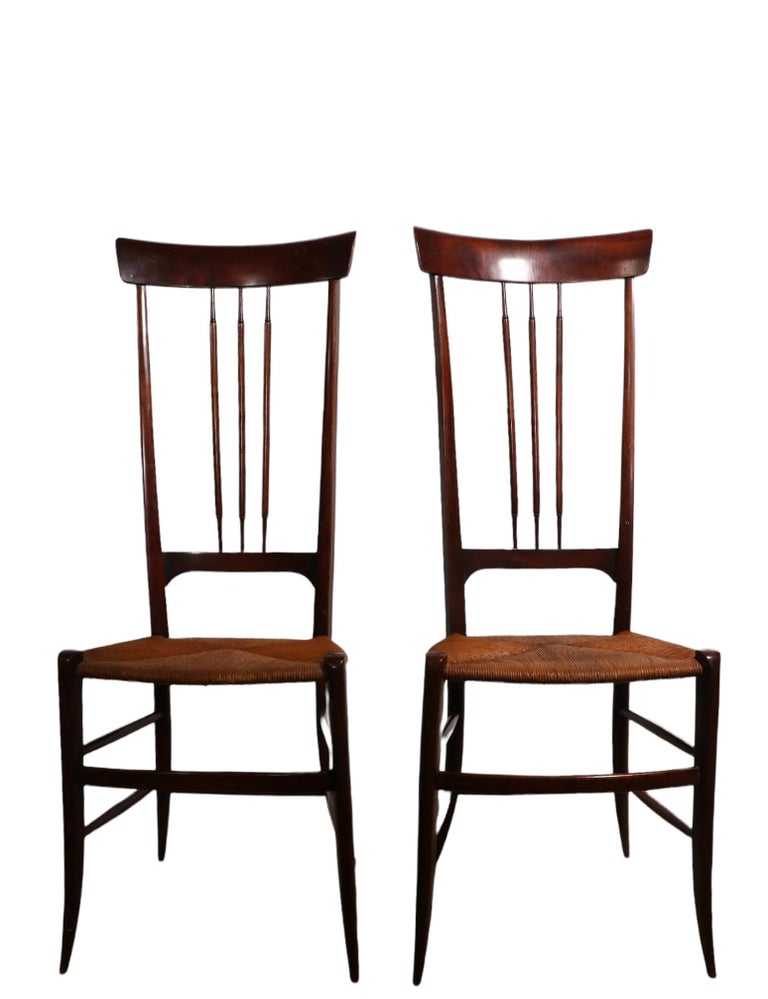 Pr. High Back Side Chairs Att. to Charivari For Sale at 1stDibs