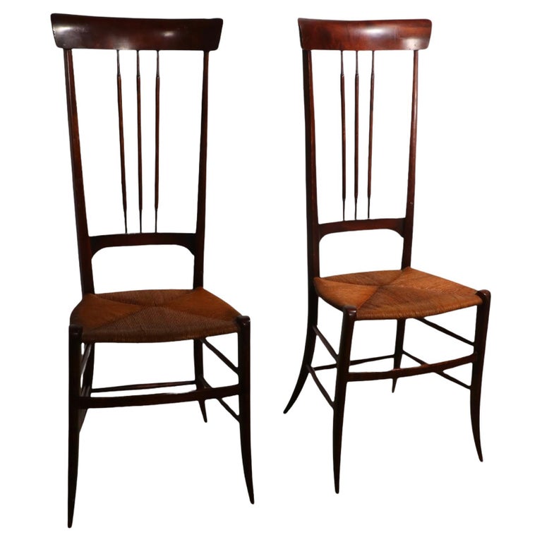 Pr. High Back Side Chairs Att. to Charivari For Sale at 1stDibs