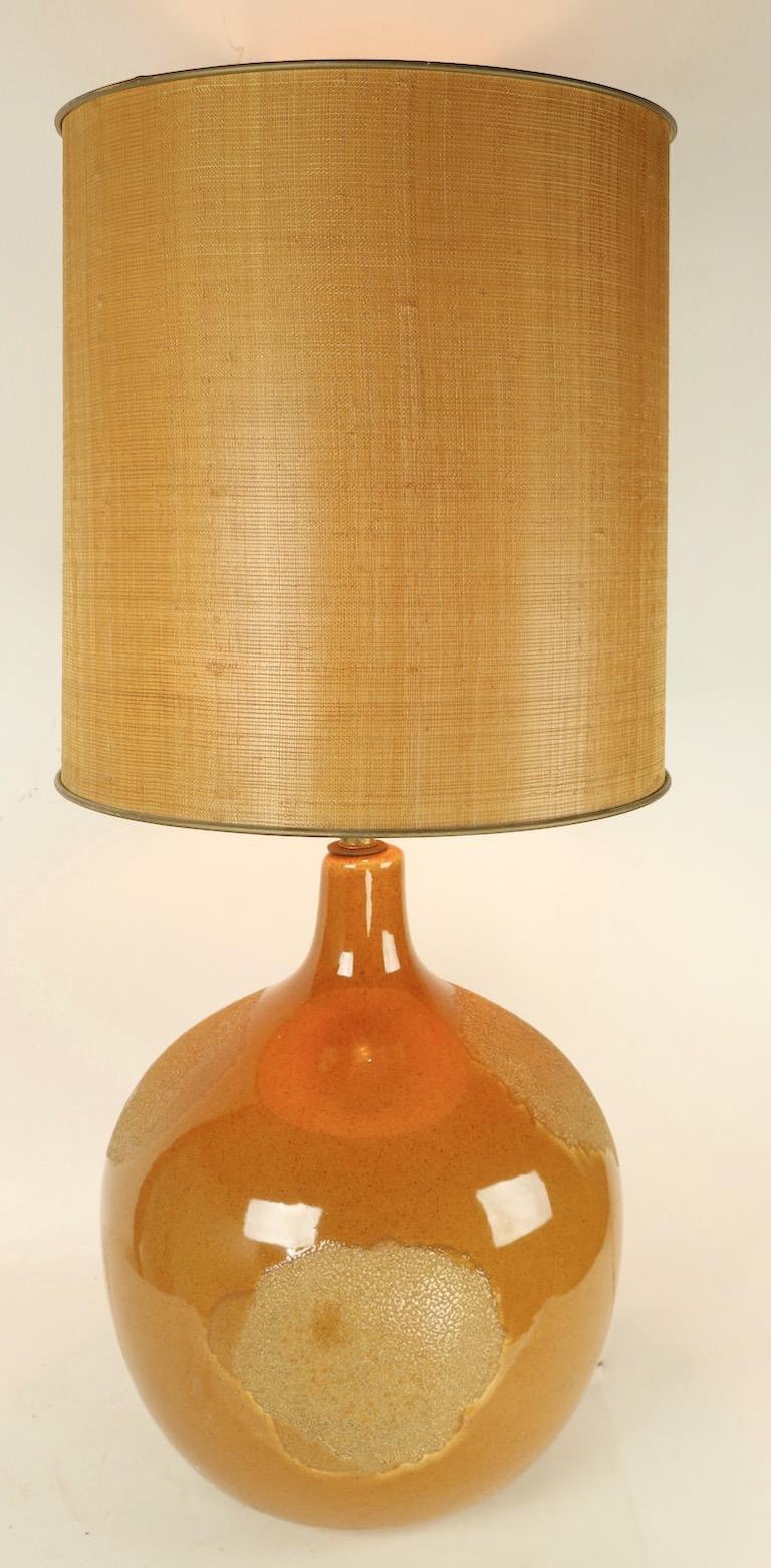 Pair of Large Bulbous Form Ceramic Table Lamps at 1stDibs