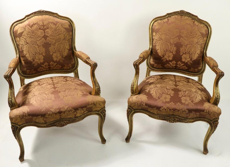 Pair of Louis LV Style Fauteuil Chairs at 1stDibs